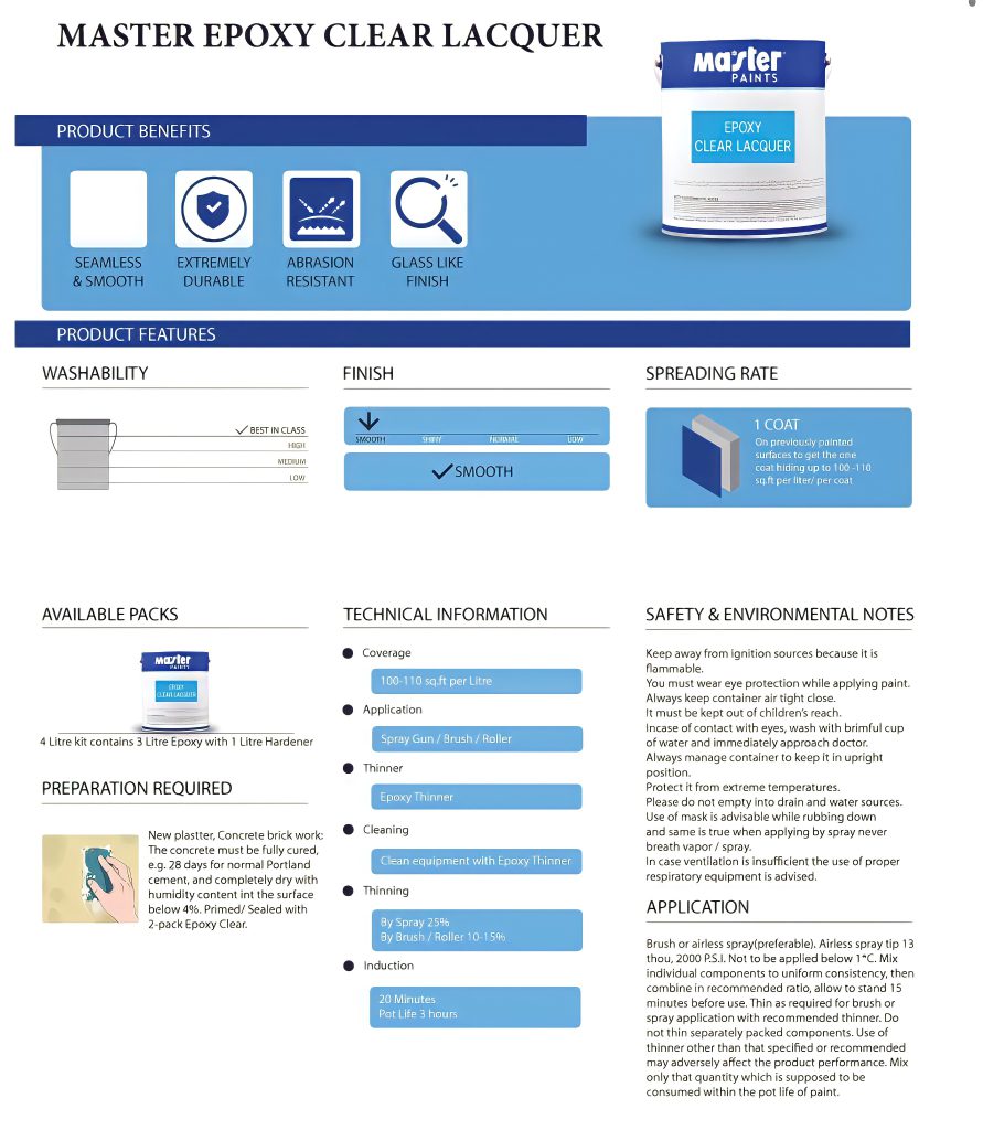 MASTER EPOXY CLEAR LACQUER 4LTR – Paint World